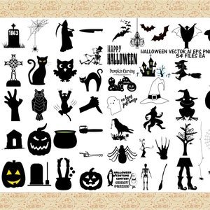 Halloween Traditional Clip Art, AI EPS PNG (no Svg), Jack O Lantern ...