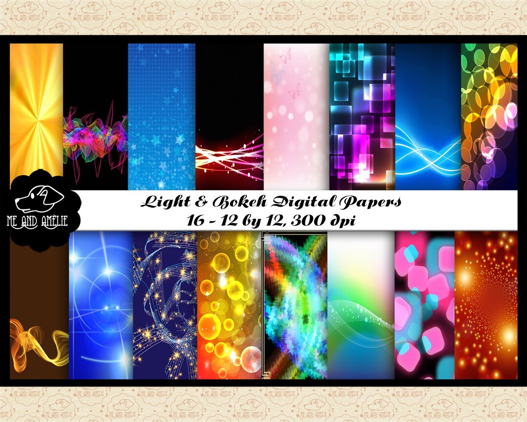 Light Streaks & Bokeh Digital Papers, Flash Lights Papers, Bokeh ...