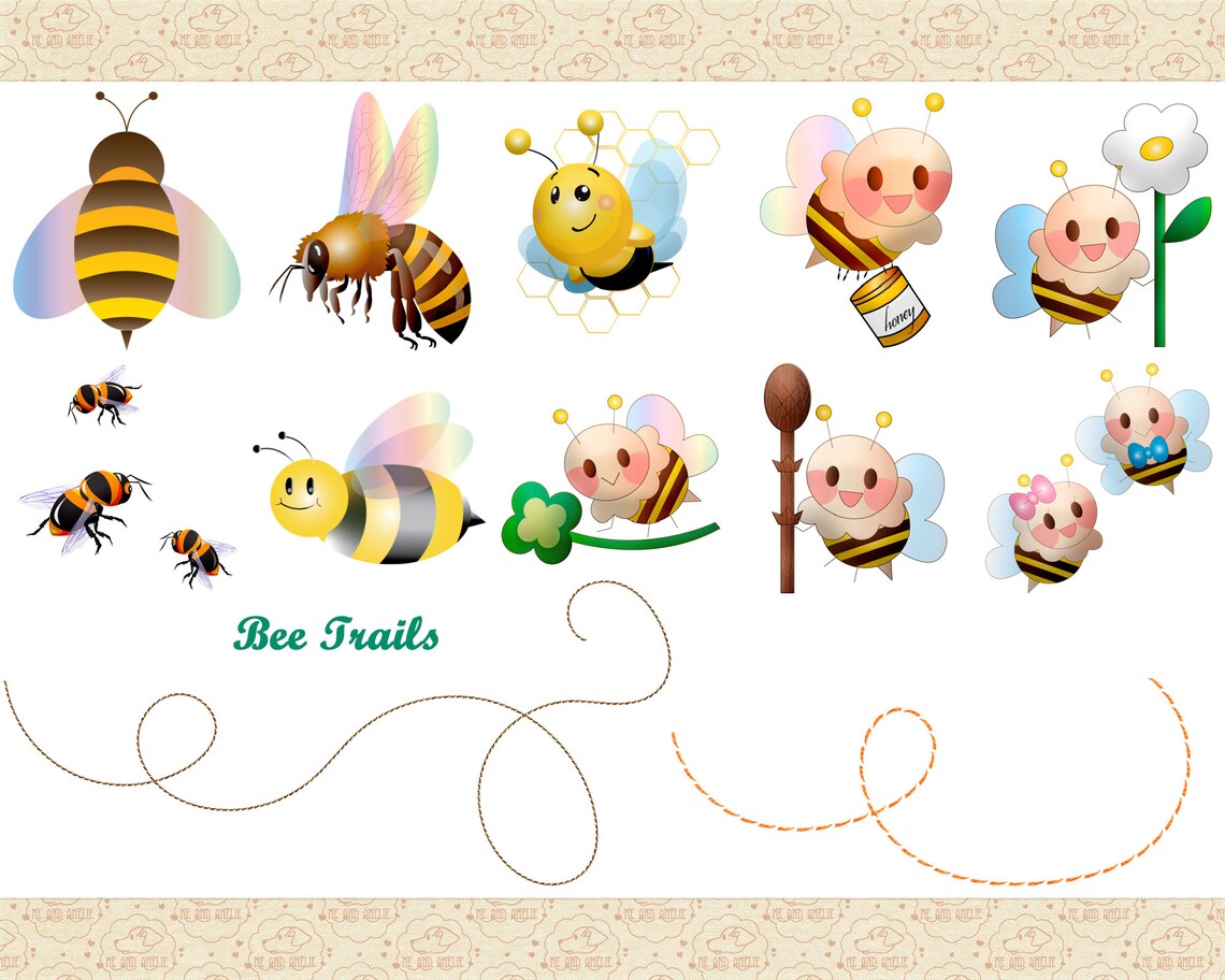 Busy Bee Clipart Cute Bees Beehive Clipart Honey Honey Bee - Etsy