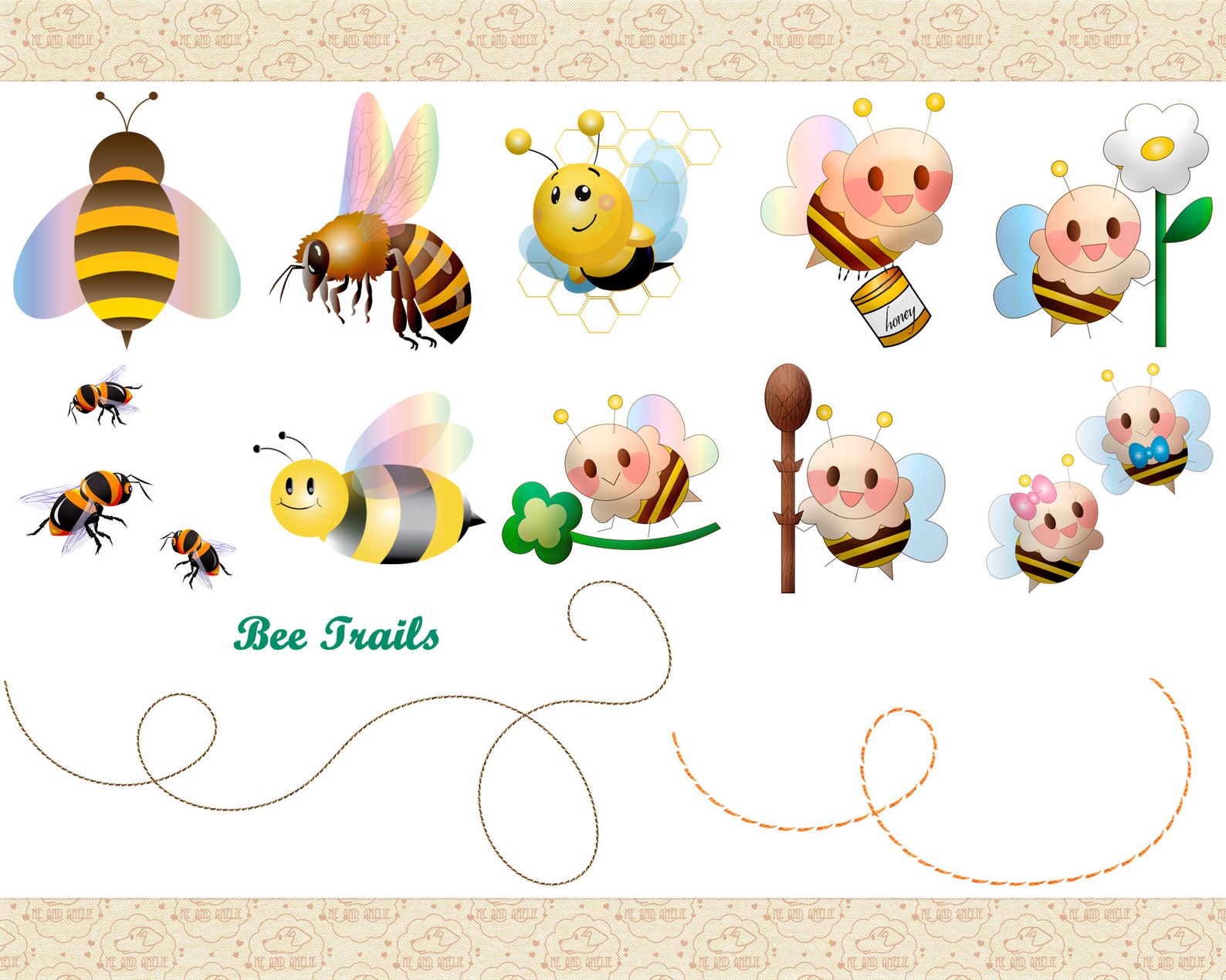 Busy Bee Clipart Cute Bees Beehive Clipart Honey Honey Bee - Etsy