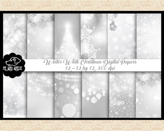 Winter White Holiday Digital Papers Christmas Paper | Etsy