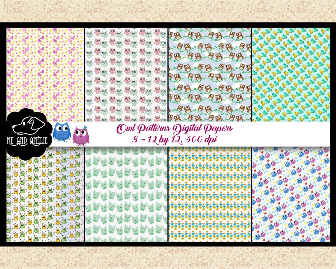 SALE, Special Price Only 99 Cents, Owl Patterns Digital Papers, Cute ...