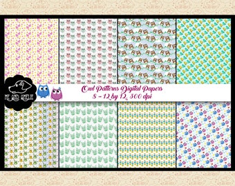 Owl Digital Paper | Etsy