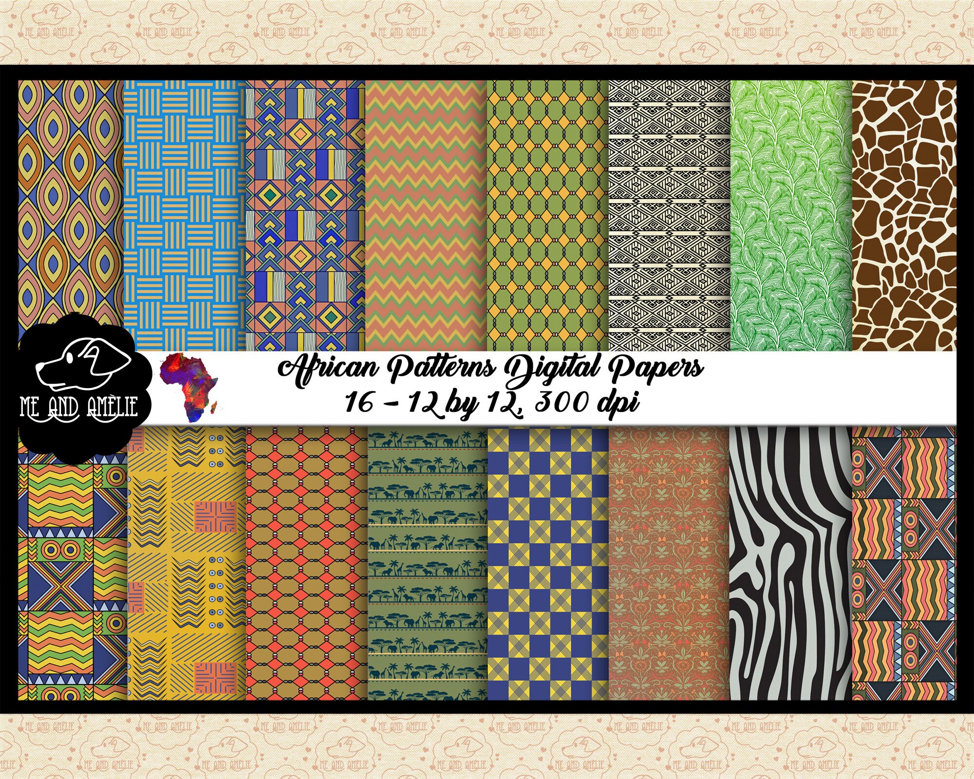 African Patterns Digital Paper Ethnic Tribal Digital Papers - Etsy