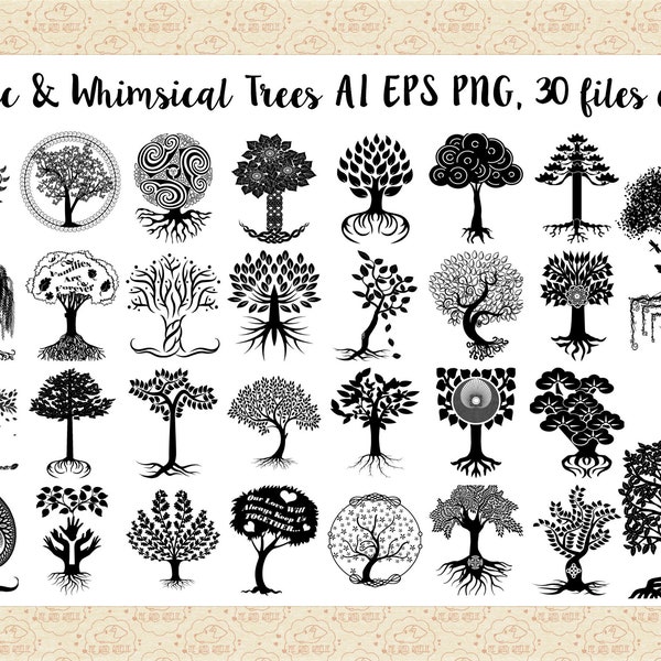 Tree Icons Clipart - Etsy
