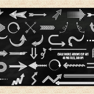 Chalk Arrows Clipart, Chalk Clip Art, Chalkboard Arrows, Patterned ...