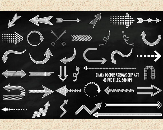 Chalk Arrows Clipart Chalk Clip Art Chalkboard Arrows | Etsy