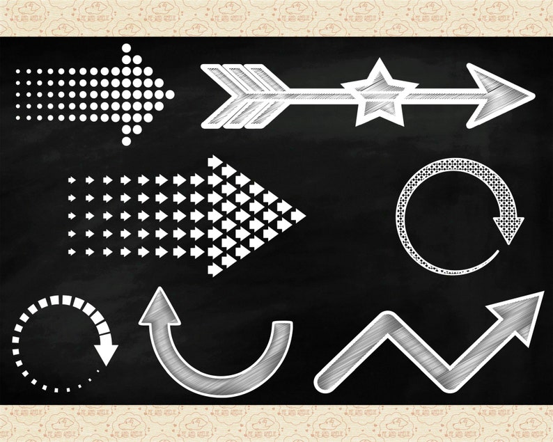 Chalk Arrows Clipart Chalk Clip Art Chalkboard Arrows | Etsy