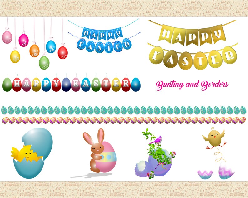 Easter Variety Clipart, Easter Egg Clipart, Bunny Clipart, Easter Car ...