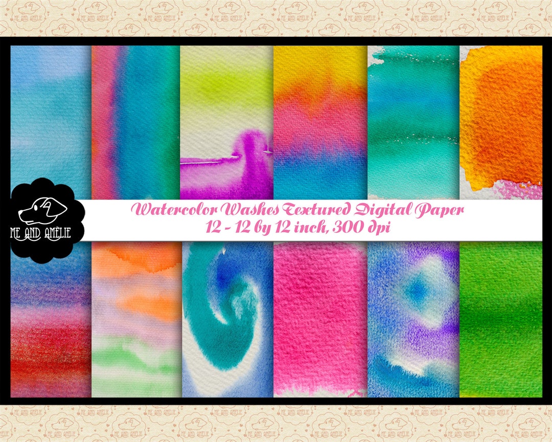 Watercolor Washes Digital Papers, Watercolor Paper Texture, Washes ...