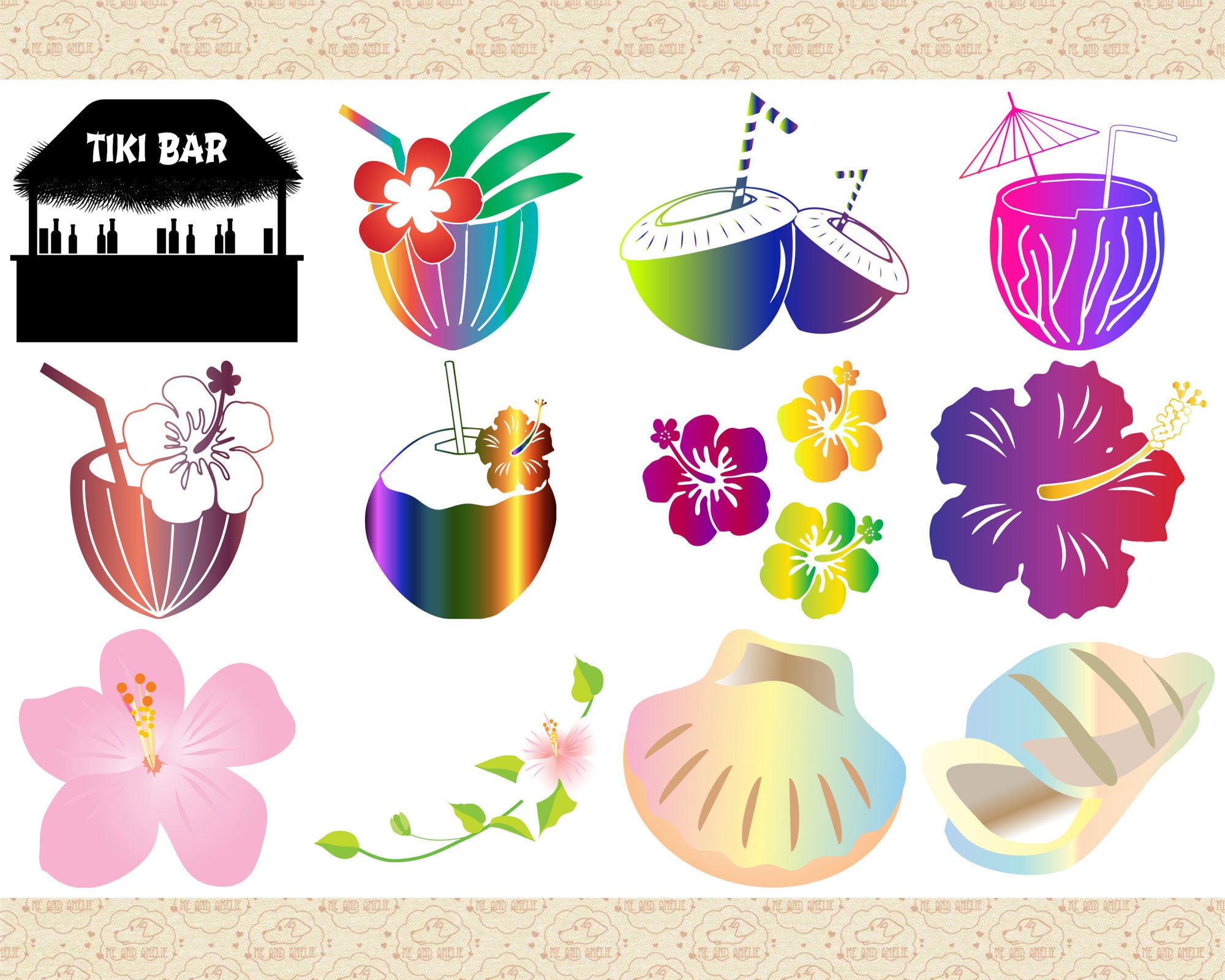 Hawaii Elements AI Epsno Svgpng Hawaiian Luau Hawaiian - Etsy