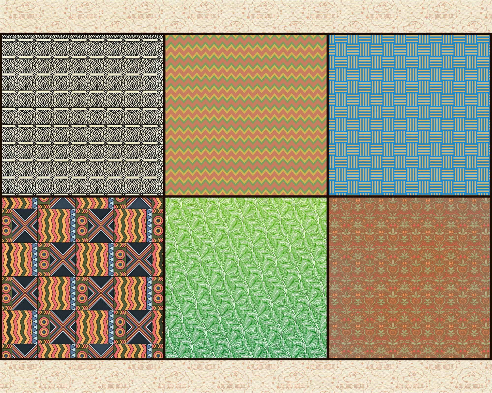 African Patterns Digital Paper, Ethnic Tribal Digital Papers, Boho ...