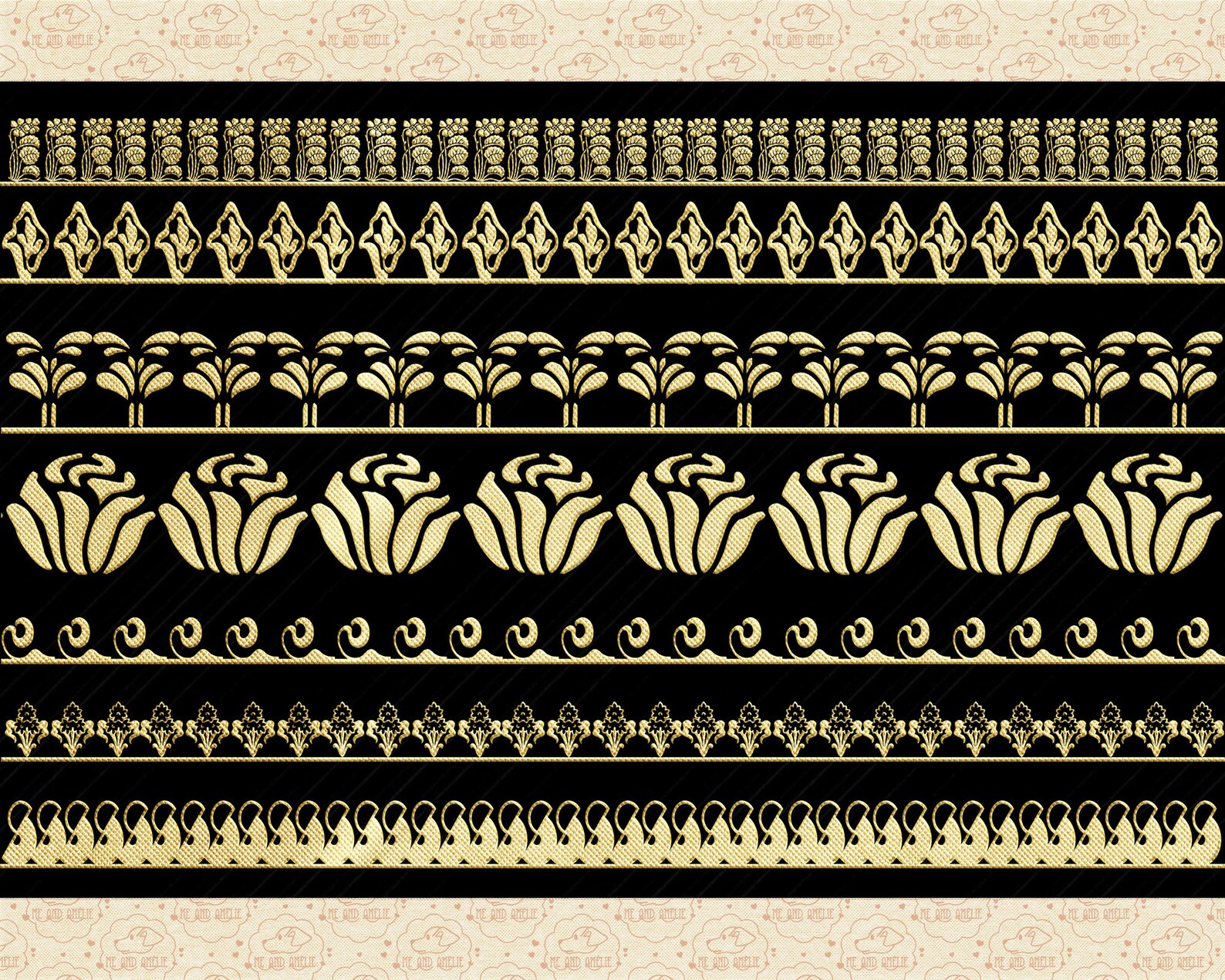 Art Nouveau Gold Foil Dividers Clip Art Gold Foil Borders - Etsy