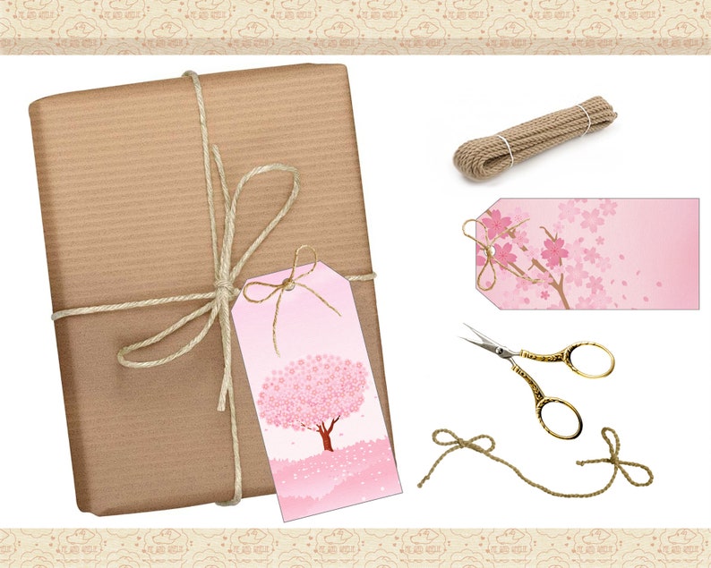 Cherry Blossom Gift Tag Collage Sheet Japanese Sakura Gift - Etsy
