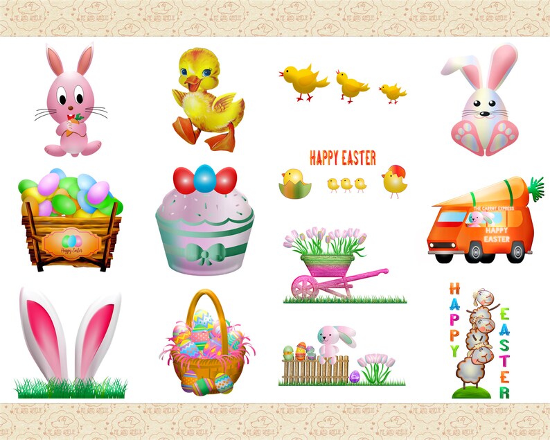 Easter Variety Clipart Easter Egg Clipart Bunny Clipart - Etsy