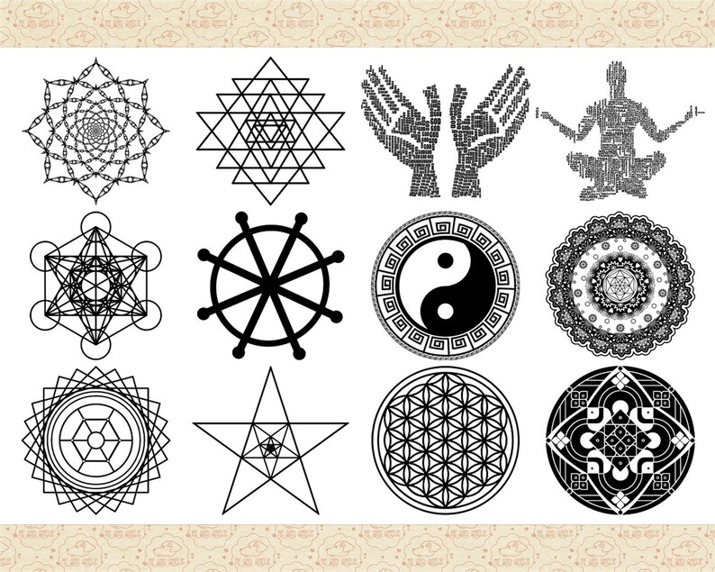 Metaphysical Silhouettes SVG Bundle, Yoga, Lotus, Mandala, Spiritual ...