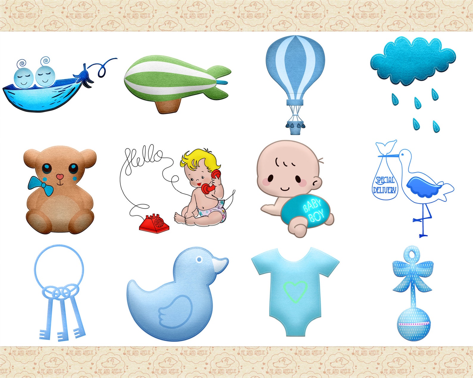 Baby Boy Clip Art Baby Clothes Clipart Baby Toys Baby One | Etsy