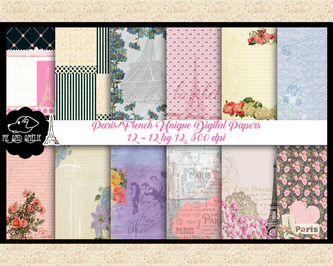 SALE 99 CENTS, French Unique Digital Papers, French Country Farmhouse ...