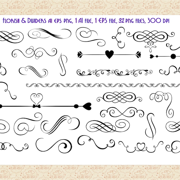 Flourishes Clip Art - Etsy