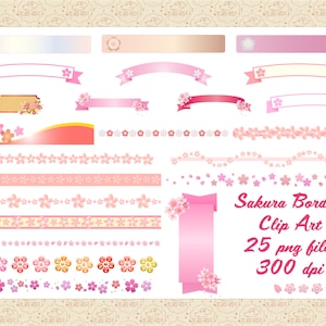 Sakura Borders, Labels, Banners and Corners Clip Art, Japanese Sakura ...