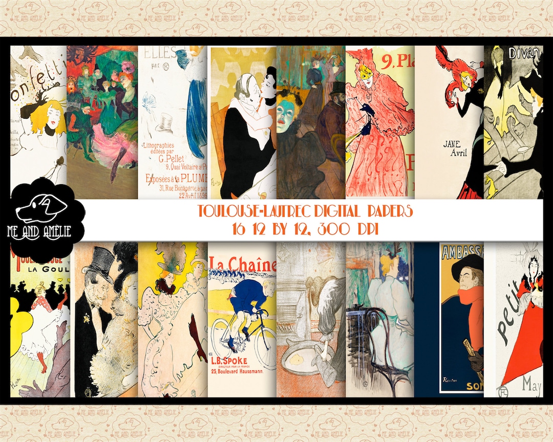 Toulouse-lautrec Post Impressionist Paintings Digital Papers, Moulin ...