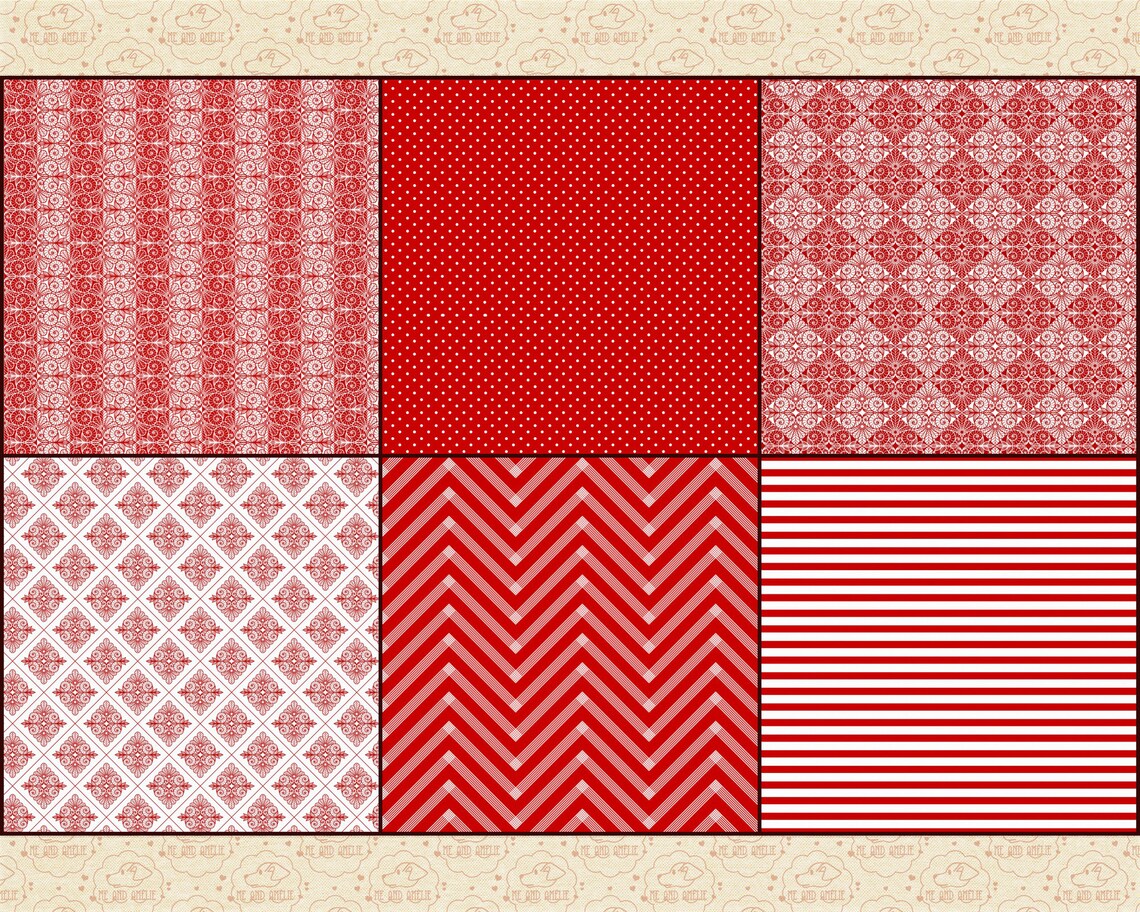 Red Variety Digital Papers Various Red Pattern Papers | Etsy
