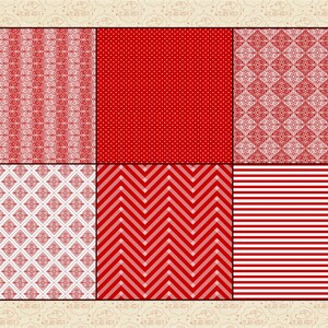 Red Variety Digital Papers, Various Red Pattern Papers, Chevron Red ...