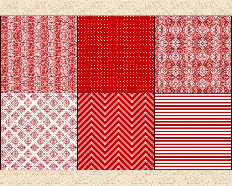 Red Variety Digital Papers Various Red Pattern Papers | Etsy