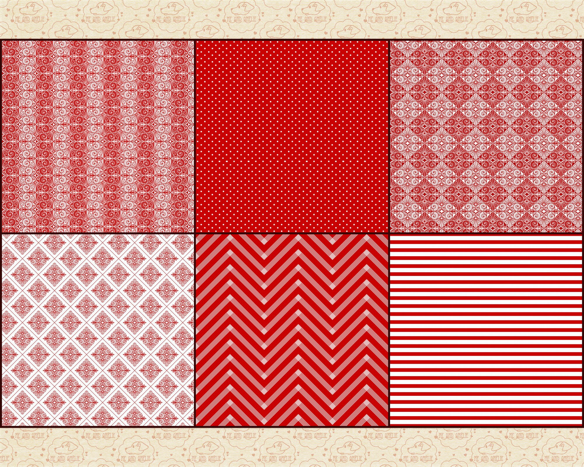 Red Variety Digital Papers Various Red Pattern Papers | Etsy