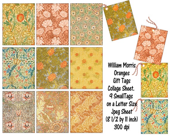 William Morris Gift Tag Collage Sheet CC0 Public Domain - Etsy