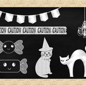 Halloween Chalkboard Clip Art, Chalk Pumpkins, Haunted House, Chalk ...
