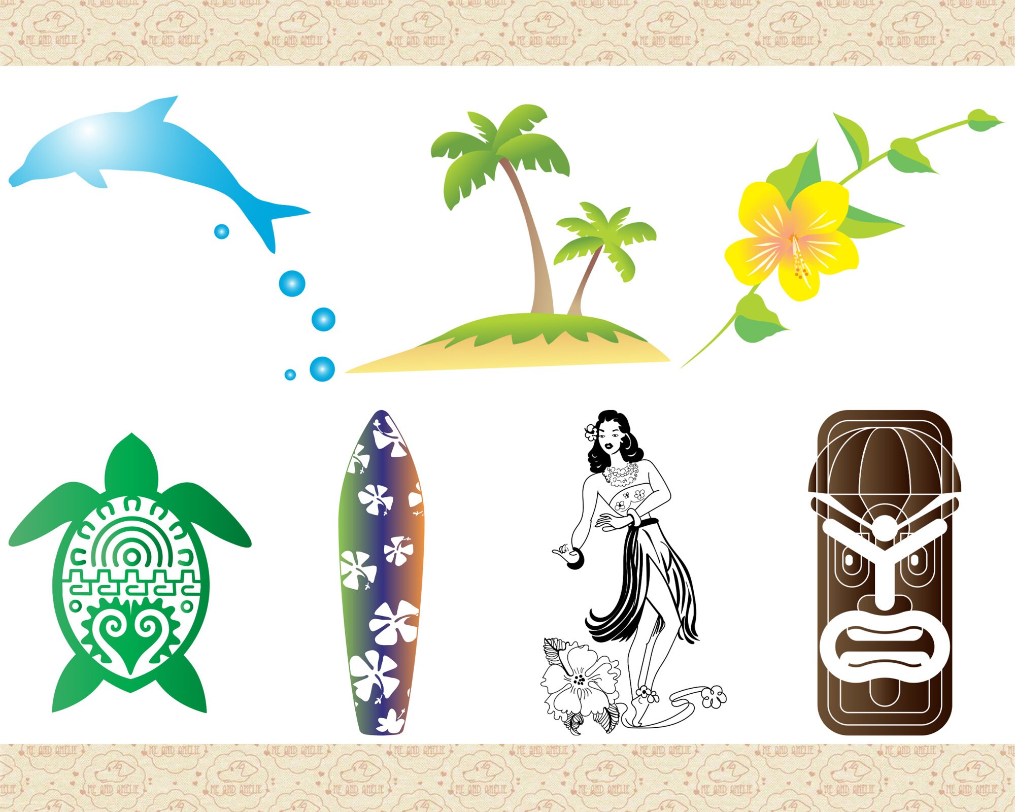 Hawaii Elements AI Epsno Svgpng Hawaiian Luau Hawaiian - Etsy