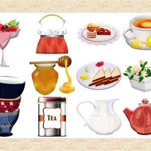 Tea Time Clip Art, High Tea Graphics, Cupcakes, Tea Sandwiches, Sugar ...