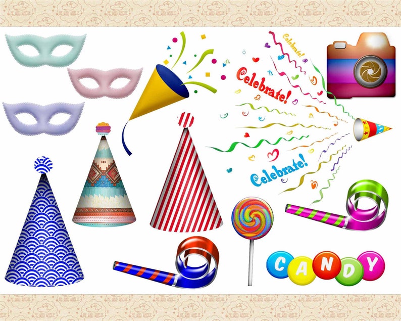 Birthday Party Clip Art Megapack, Cake, Balloons (43 PNG Files) - Etsy