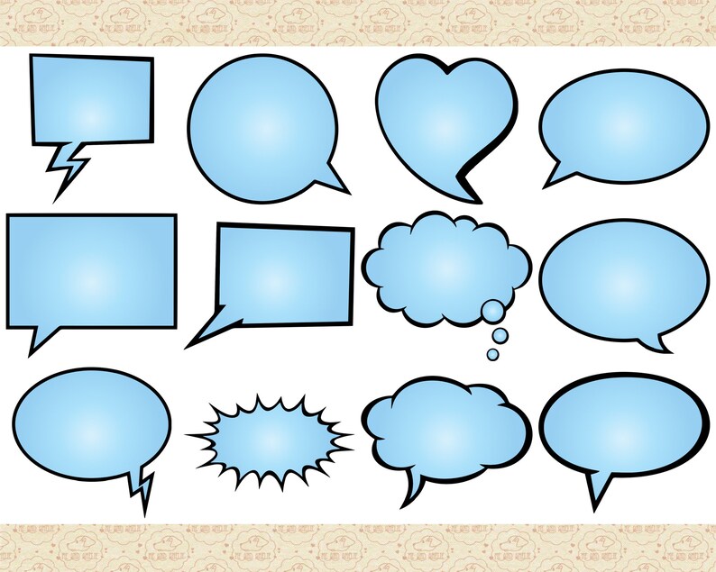 Comic Speech Bubbles AI EPS (no Svg) PNG, Gradient Green Bubbles ...