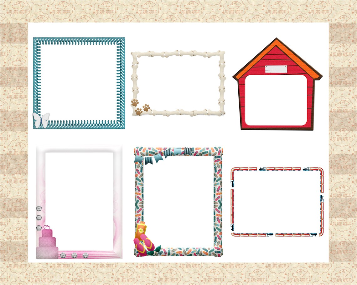 Variety Frames Clip Art, Scrapbook Frames, Vintage Ephemera, Child ...