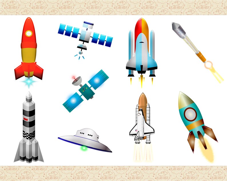 Astronaut Clip Art Planet Clipart Rockets UFO Flying | Etsy