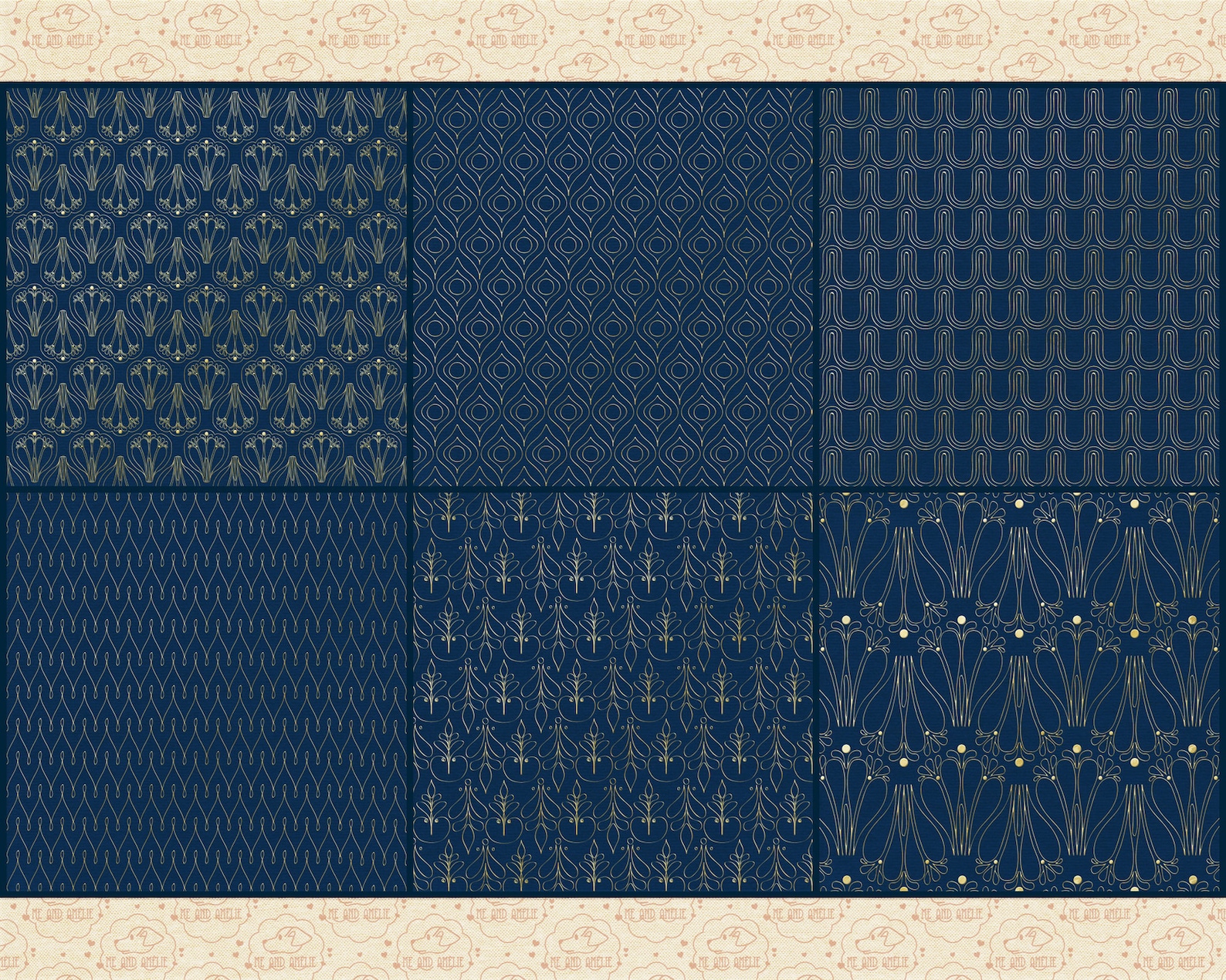 SALE 99 CENTS Navy Blue & Gold Foil Digital Papers Deep - Etsy