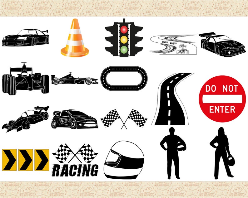 Racing Elements AI Vectorno SVG & PNG Racecars Drivers | Etsy