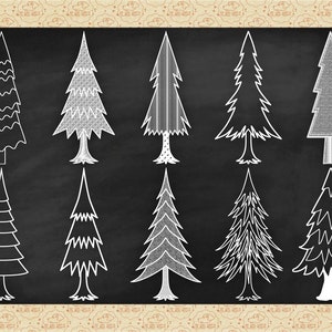 Chalk Christmas Trees & Foreground, Winter Forest, Chalkboard Woods ...