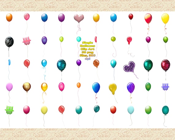 Balloon Singles Clip Art Glitter Balloons Shiny Balloons - Etsy