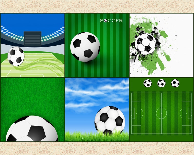Soccer Football Variety Digital Papers, Soccer Ball Background, Soccer ...