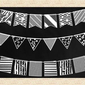 Chalk Bunting Doodles Clipart, Chalkboard Clipart, Chalk Banner Clip ...