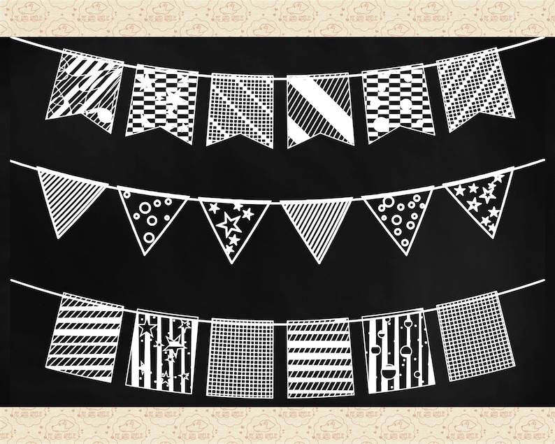 Chalk Bunting Doodles Clipart Chalkboard Clipart Chalk | Etsy