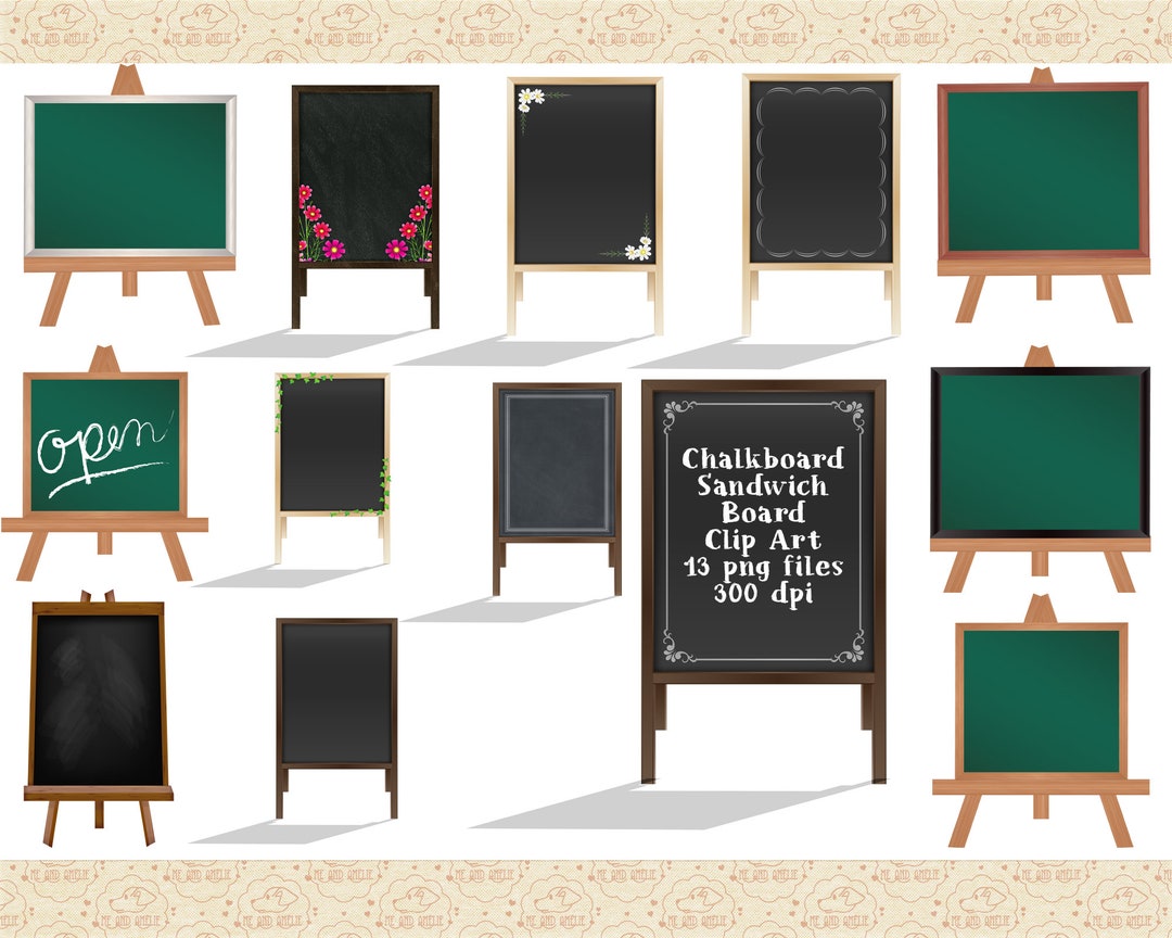 Chalkboard Sandwich Board Clipart, Chalkboard on Easel Clipart, Green ...