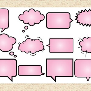 Comic Speech Bubbles AI EPS (no Svg) PNG, Gradient Pink Bubbles ...