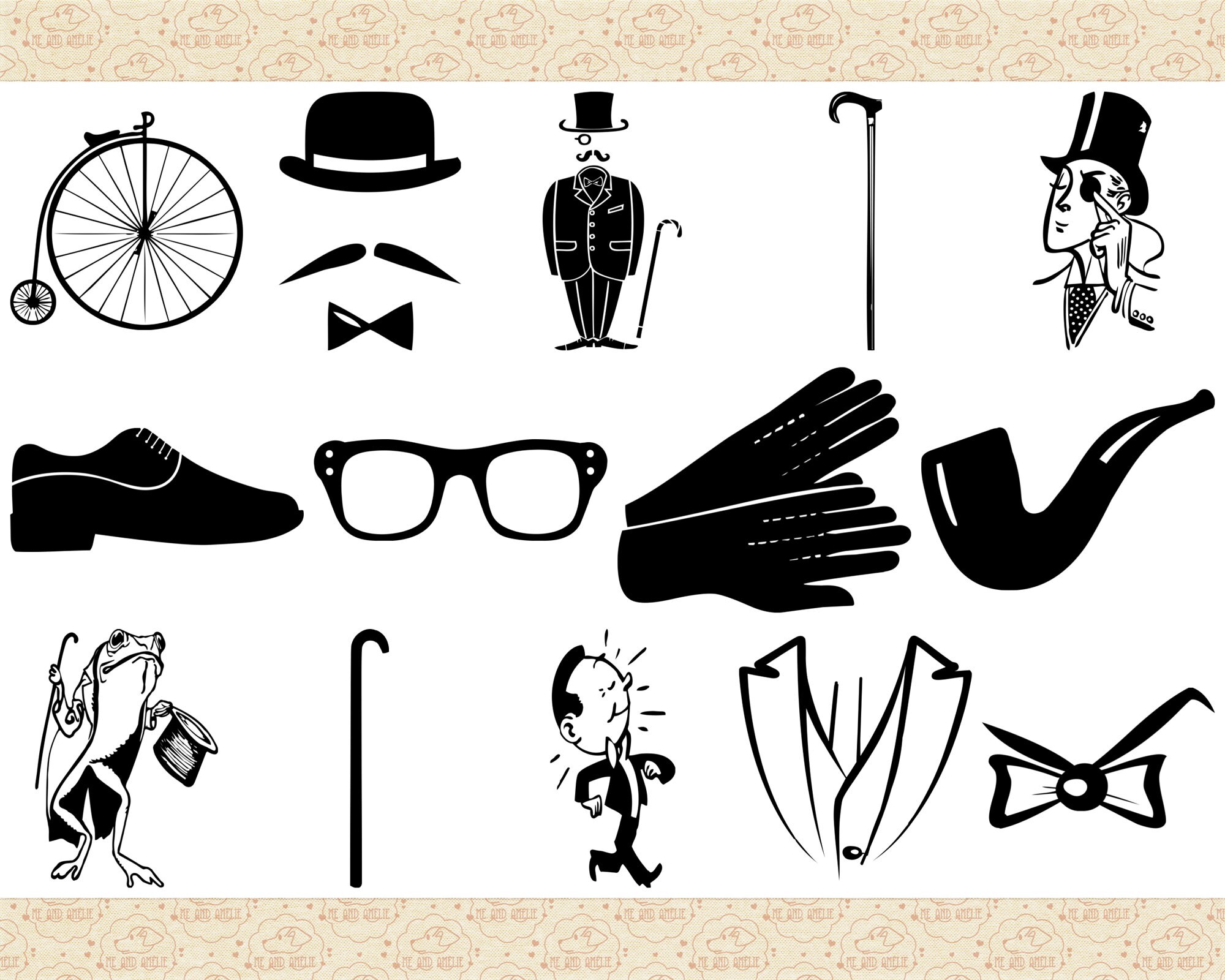 Retro Gentlemen Icons AI EPS PNG no Svg Retro Men Vintage | Etsy UK