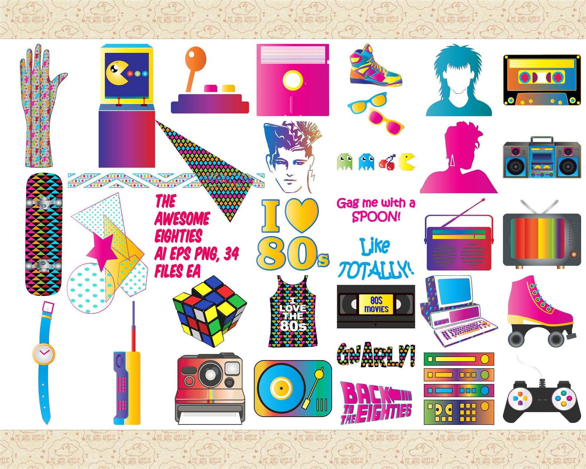 The Eighties AI EPS not Svg & PNG Files 1980s Clip Art - Etsy