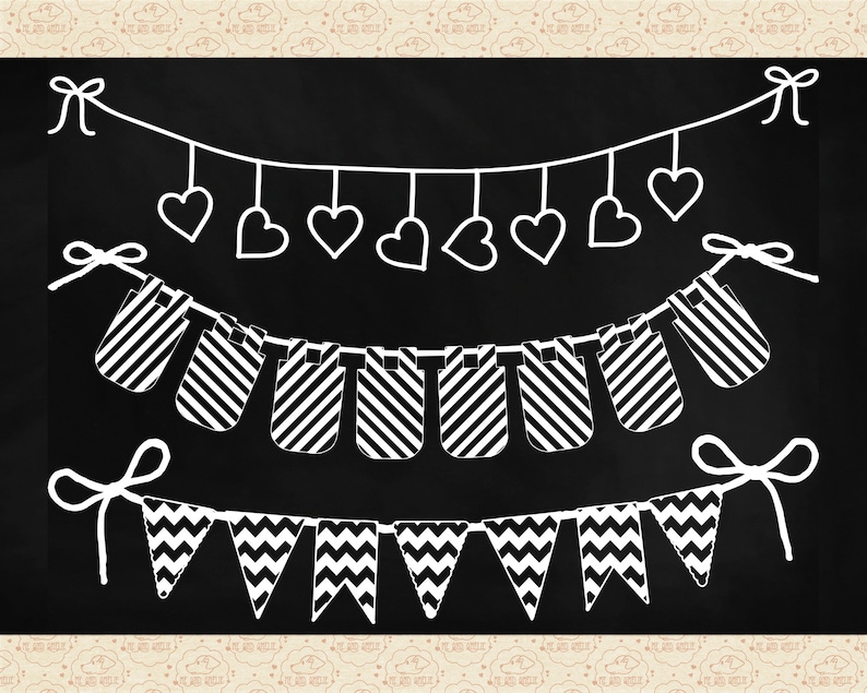Chalk Bunting Doodles Clipart Chalkboard Clipart Chalk - Etsy