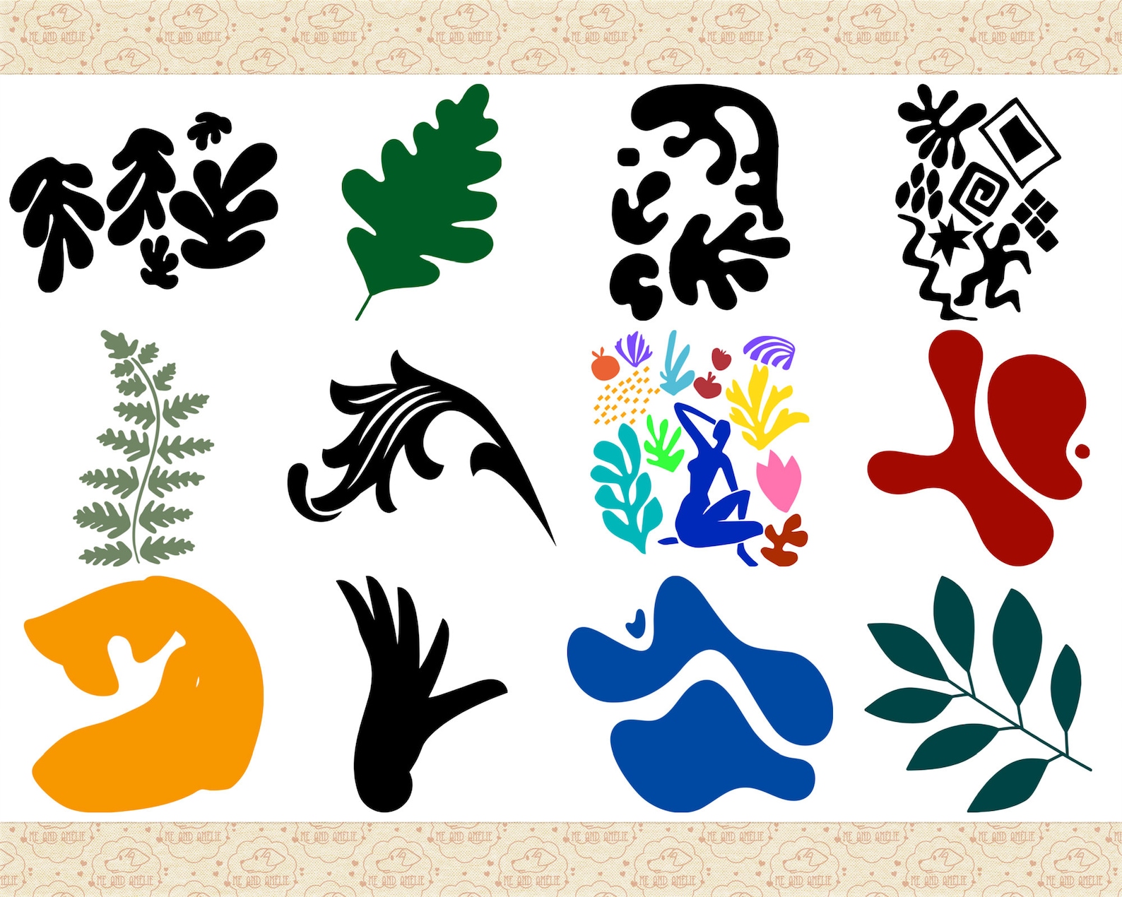 Matisse Inspired Shapes Al EPS PNG, (no SVG) CC0 Public Domain Clipart ...